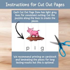 CVC Word Puzzles - Short "i" Set of 20 Puzzle Cards, Printable ...