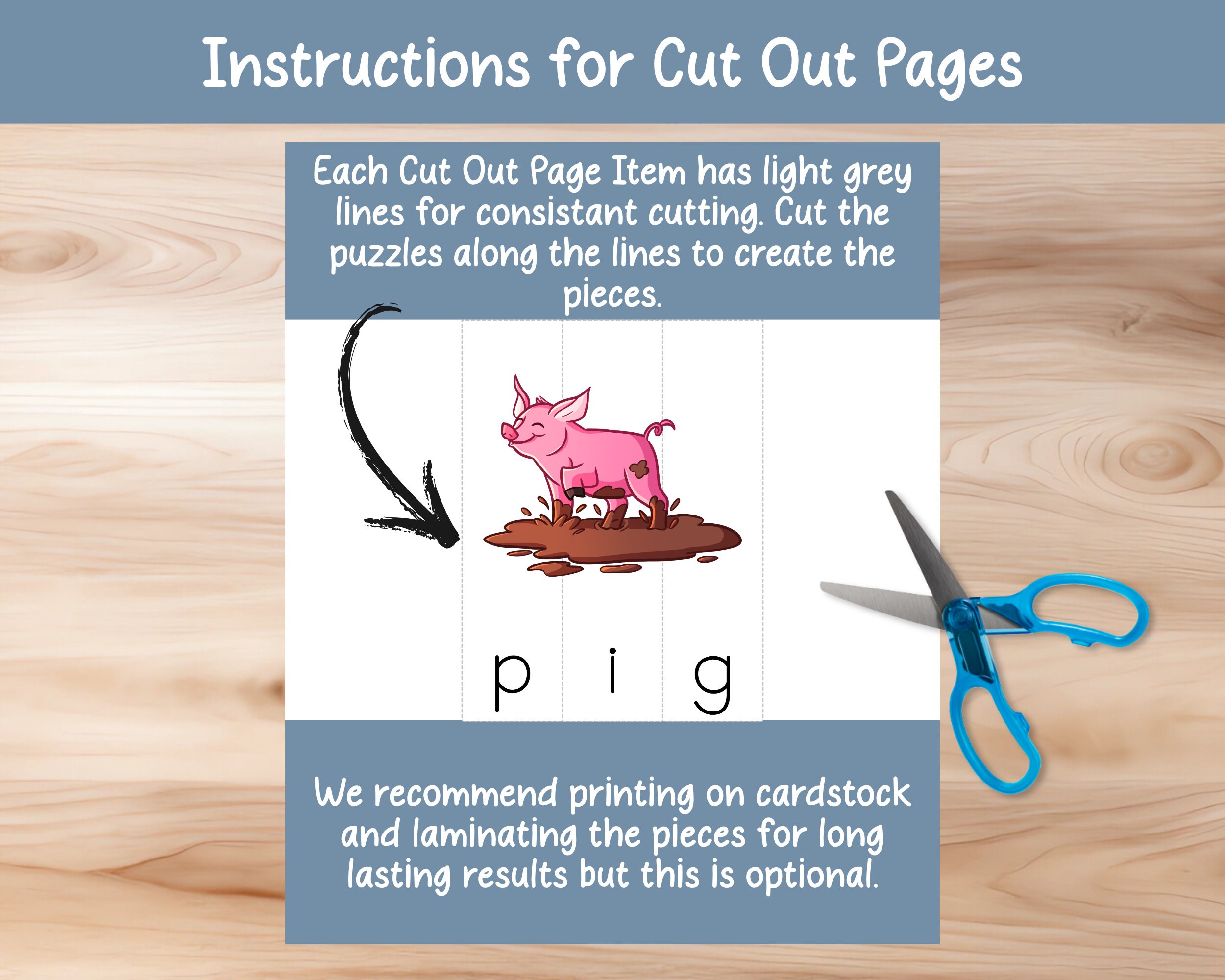 CVC Word Puzzles - Short "i" Set of 20 Puzzle Cards, Printable ...