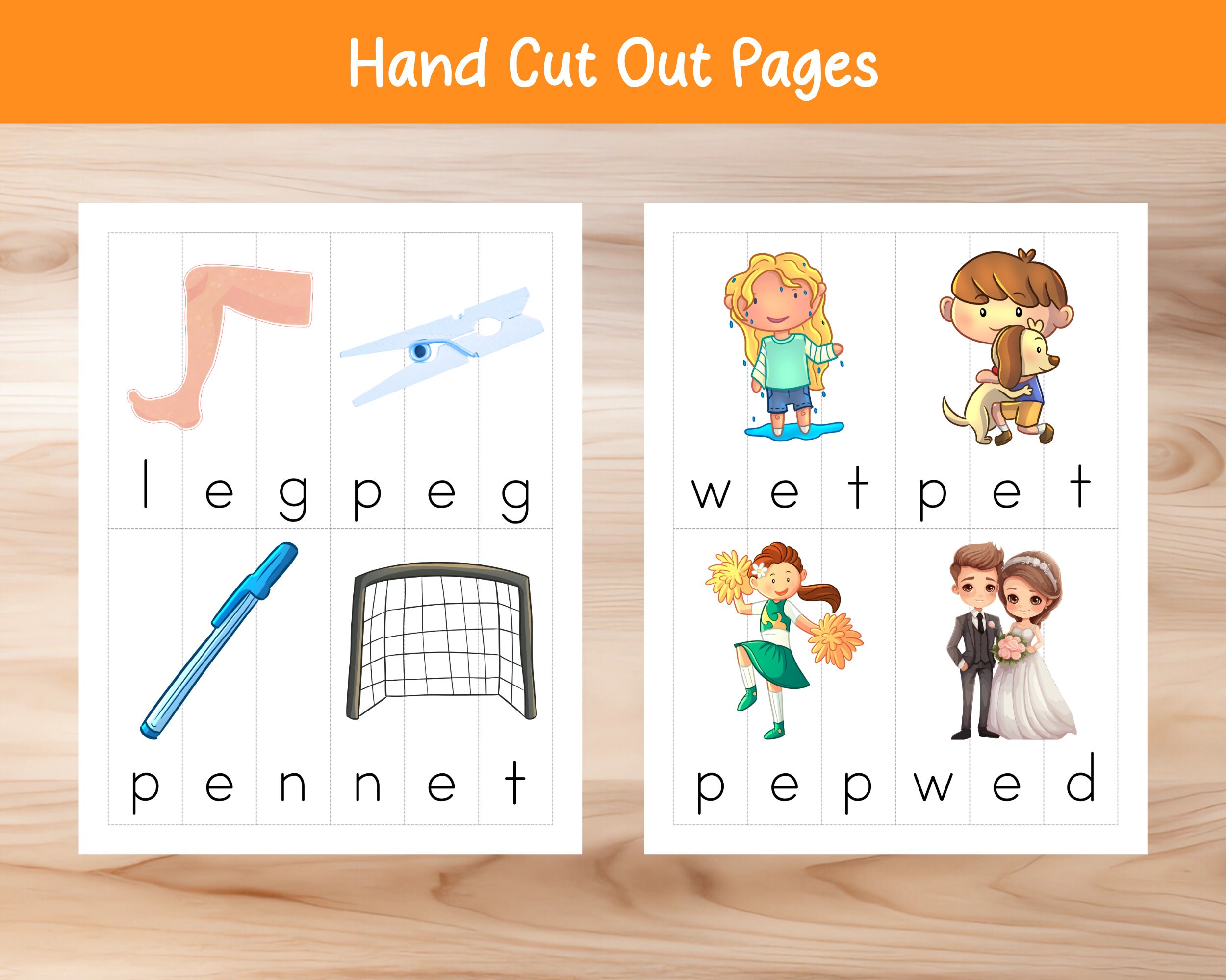 CVC Word Puzzles - Short "e" Set of 20 Puzzle Cards, Printable ...