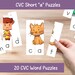 CVC Word Puzzles Short i Set of 20 Puzzle Cards, Printable Preschool ...