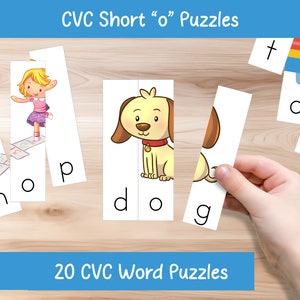 CVC Word Puzzles - Short "o" Set of 20 Puzzle Cards, Printable ...