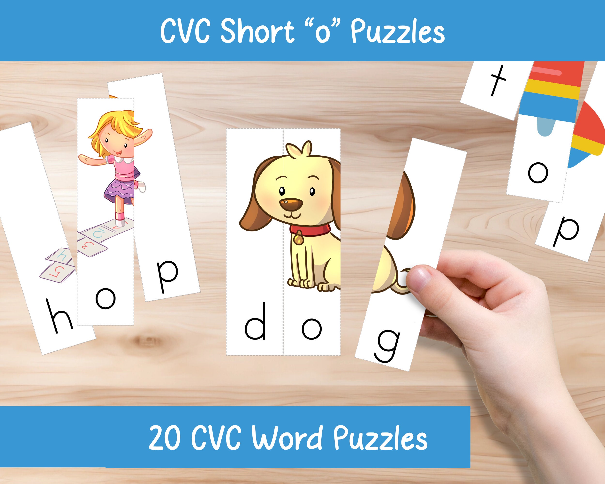 CVC Word Puzzles - Short "o" Set of 20 Puzzle Cards, Printable ...