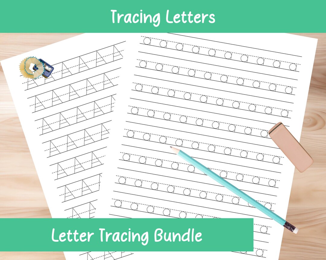 Letter Tracing Bundle - Uppercase and Lowercase Worksheet Set ...