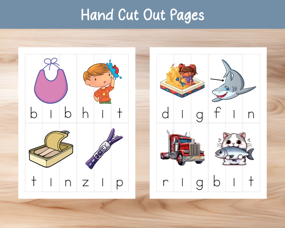 CVC Word Puzzles Short i Set of 20 Puzzle Cards, Printable Preschool ...