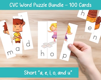 CVC Word Puzzles - Short "i" Set of 20 Puzzle Cards, Printable ...