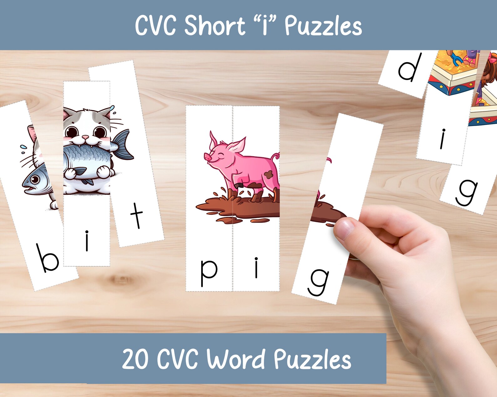 CVC Word Puzzles - Short "i" Set of 20 Puzzle Cards, Printable ...