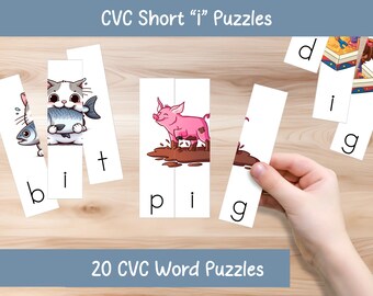 CVC Word Puzzles - Short "o" Set of 20 Puzzle Cards, Printable ...