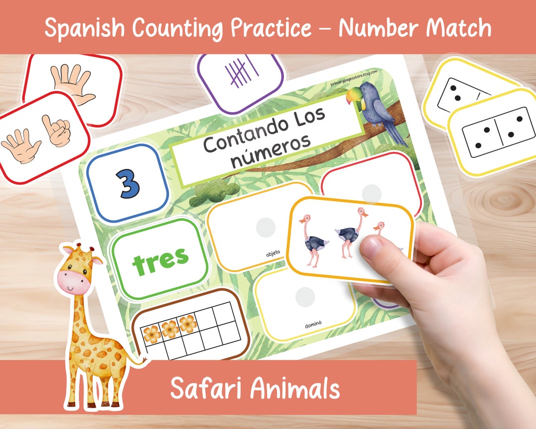Spanish Number Counting (1-10) Practice Activity (safari Animal Themed ...