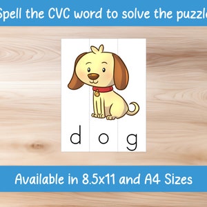 CVC Word Puzzles - Short "o" Set of 20 Puzzle Cards, Printable ...