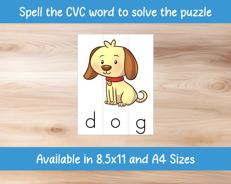 CVC Word Puzzles - Short "o" Set of 20 Puzzle Cards, Printable ...