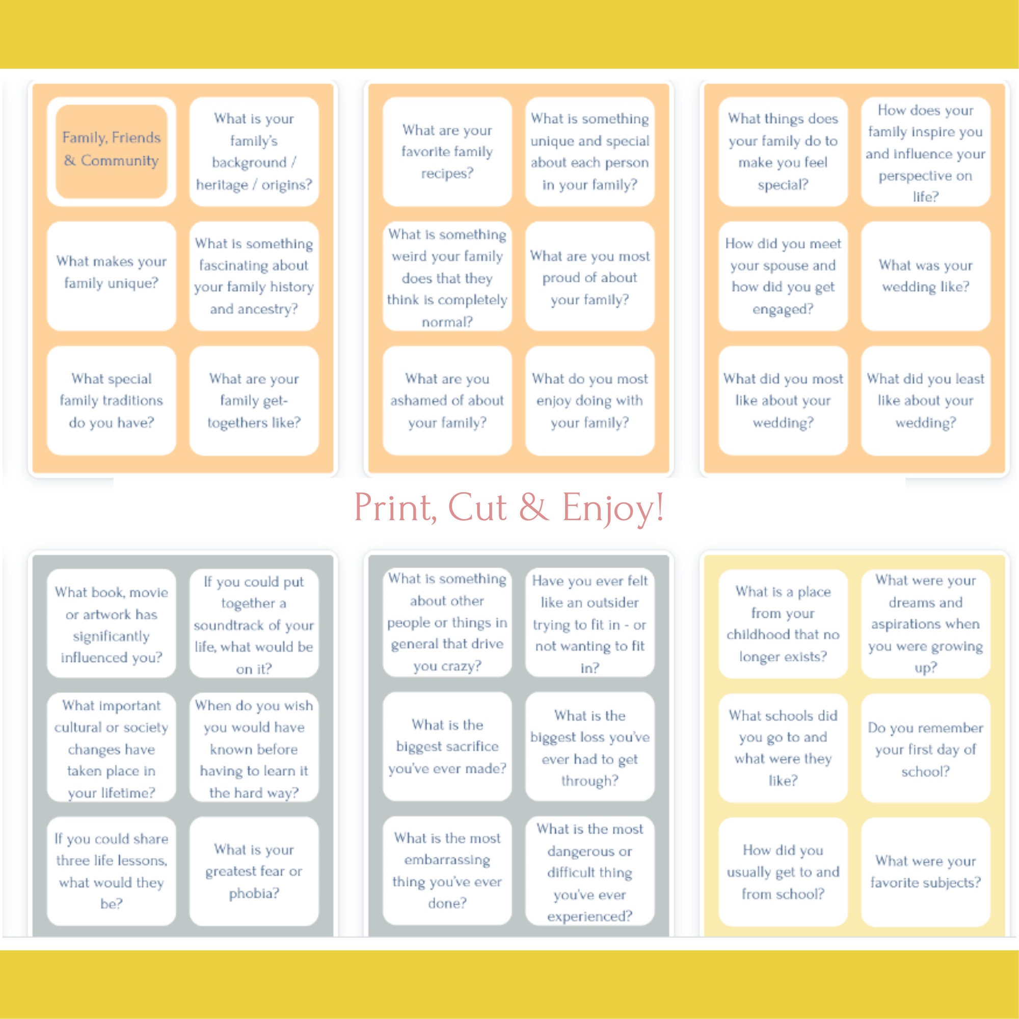 Incredible Life & Stories CARDS Fun, Family Activity Print, Cut and ...