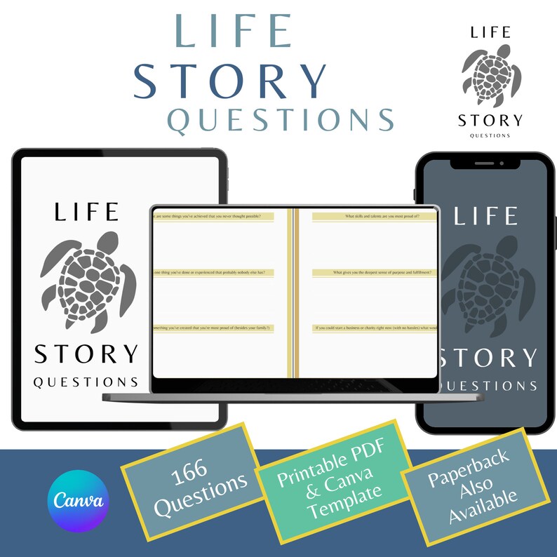 Life Story QUESTIONS - BOOK Template - 166 Questions ~ Ready to Print ...