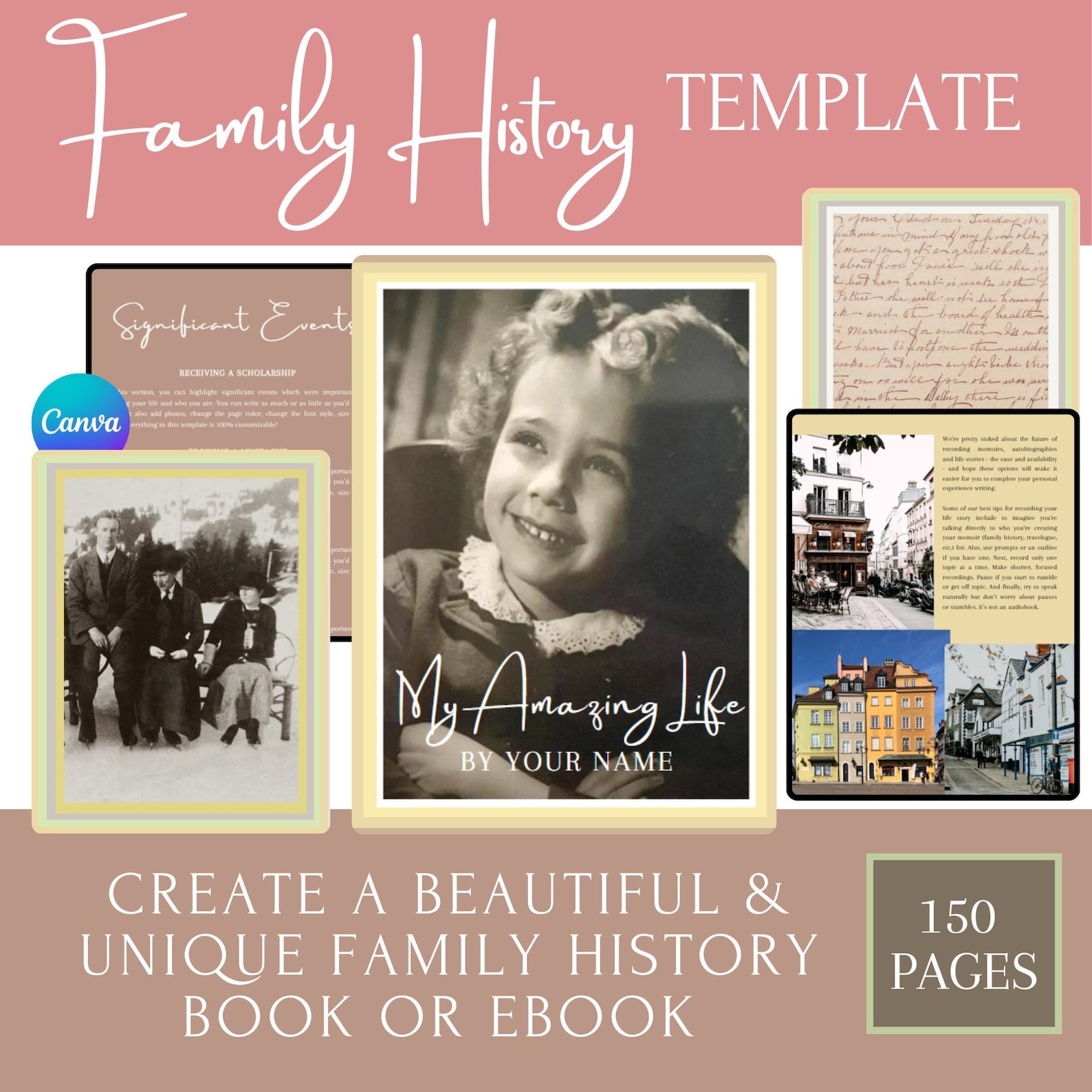 Family History / Memoir Template "amazing" ~ 150 PAGES ~ 8.5 X 11" Book ...