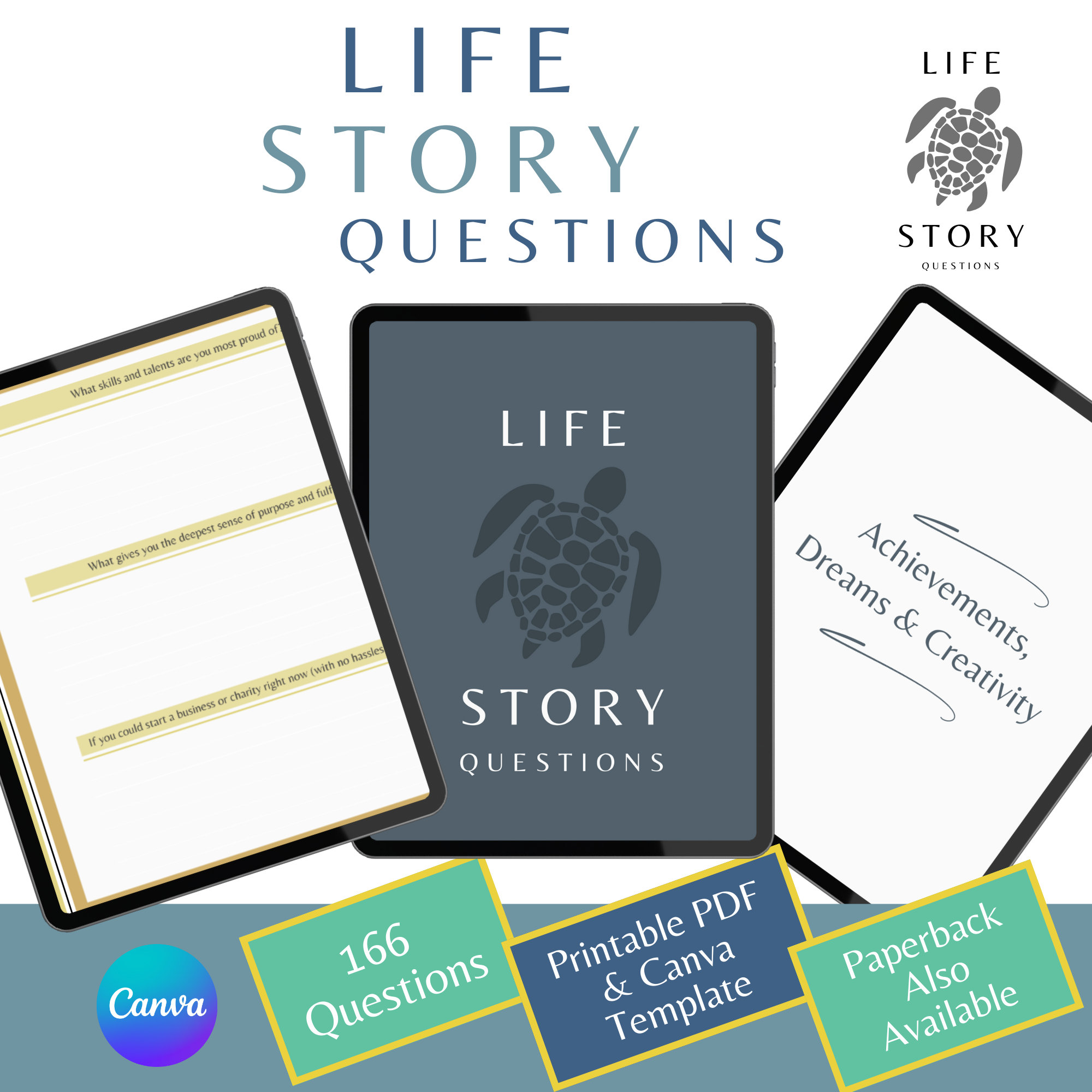 Life Story QUESTIONS - BOOK Template - 166 Questions ~ Ready to Print ...