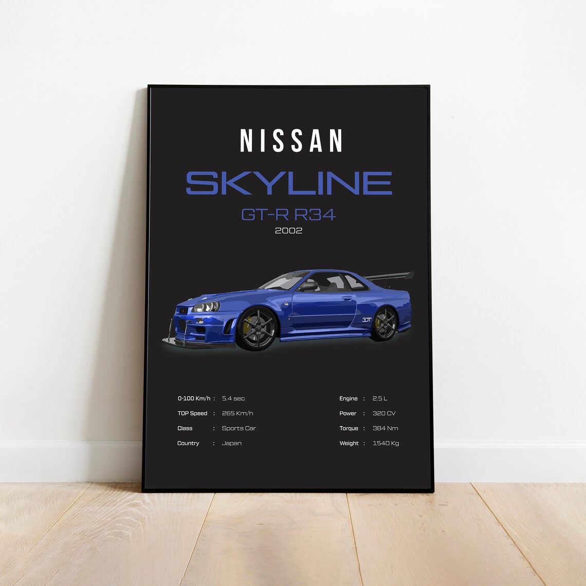 2002 Nissan Skyline GT-R Poster Digital Download Wall Art for Kids Boys ...