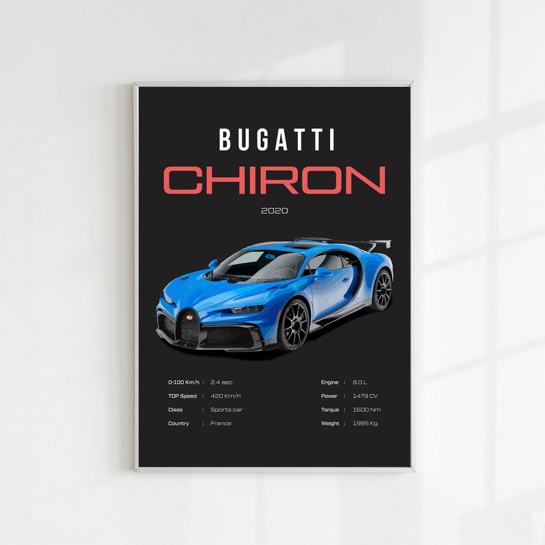 2022 Bugatti Chiron Poster Digital Download Wall Art for Kids Boys Room ...
