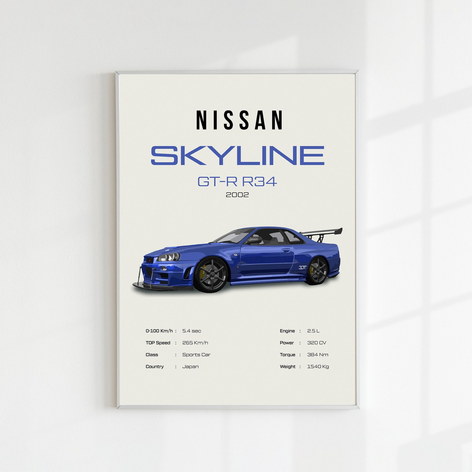 2002 Nissan Skyline GT-R Poster Digital Download Wall Art for Kids Boys ...