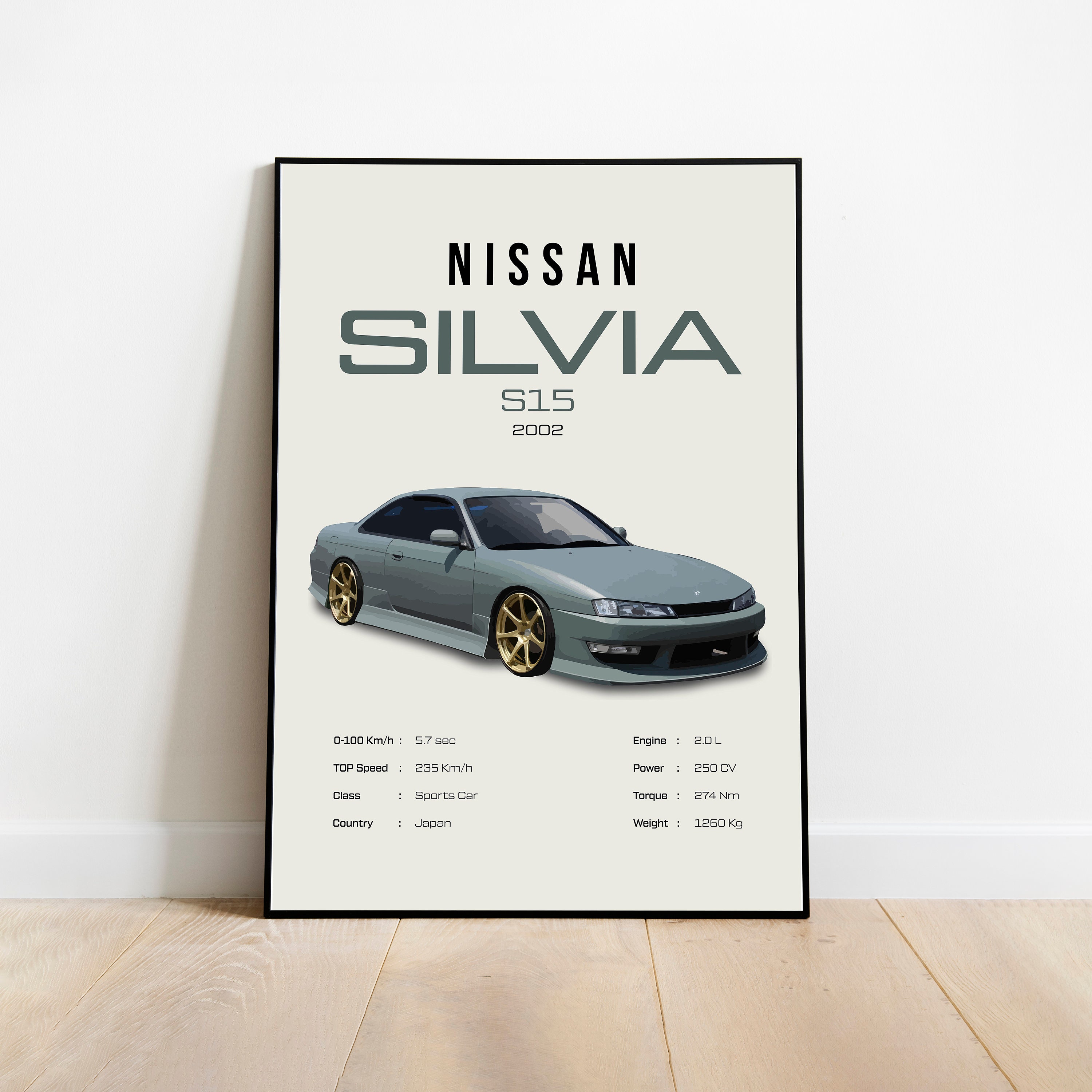 2002 Silvia Nissan Poster Digital Download Wall Art for Kids Boys Room ...