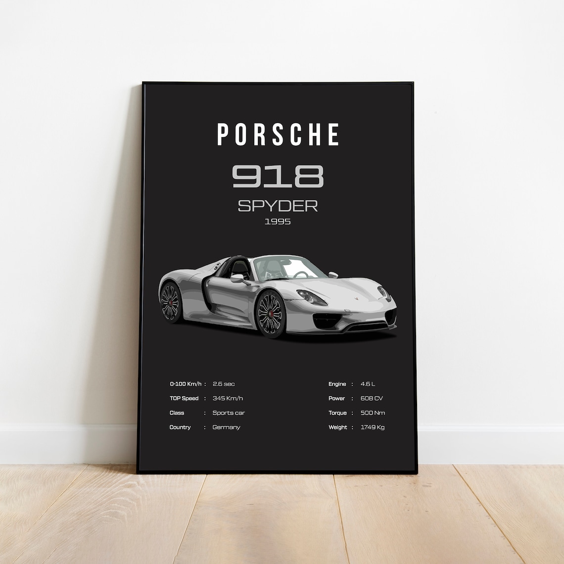 Porsche 918 Spyder Poster Digital Download Wall Art for Kids Boys Room ...