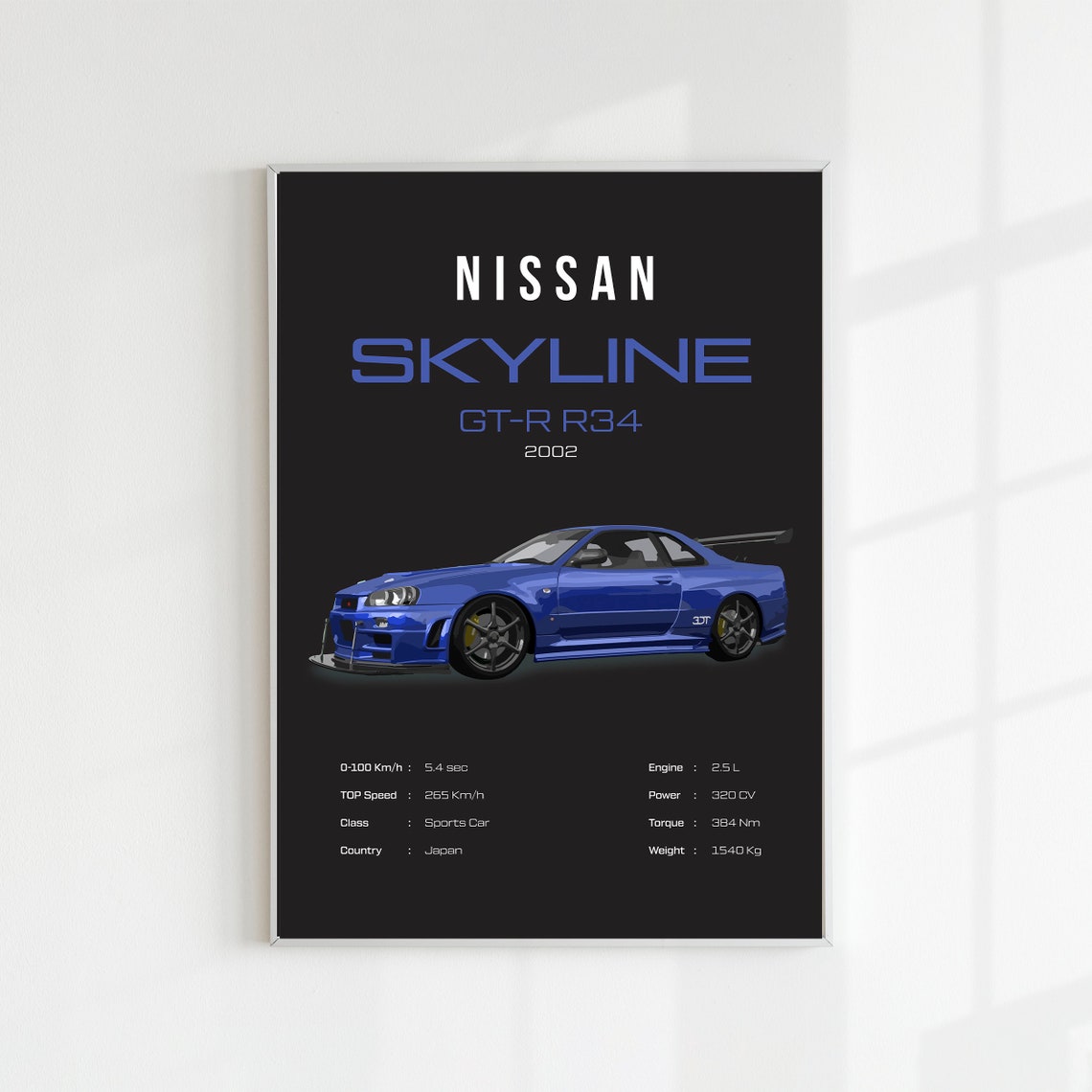 2002 Nissan Skyline GT-R Poster Digital Download Wall Art for Kids Boys ...