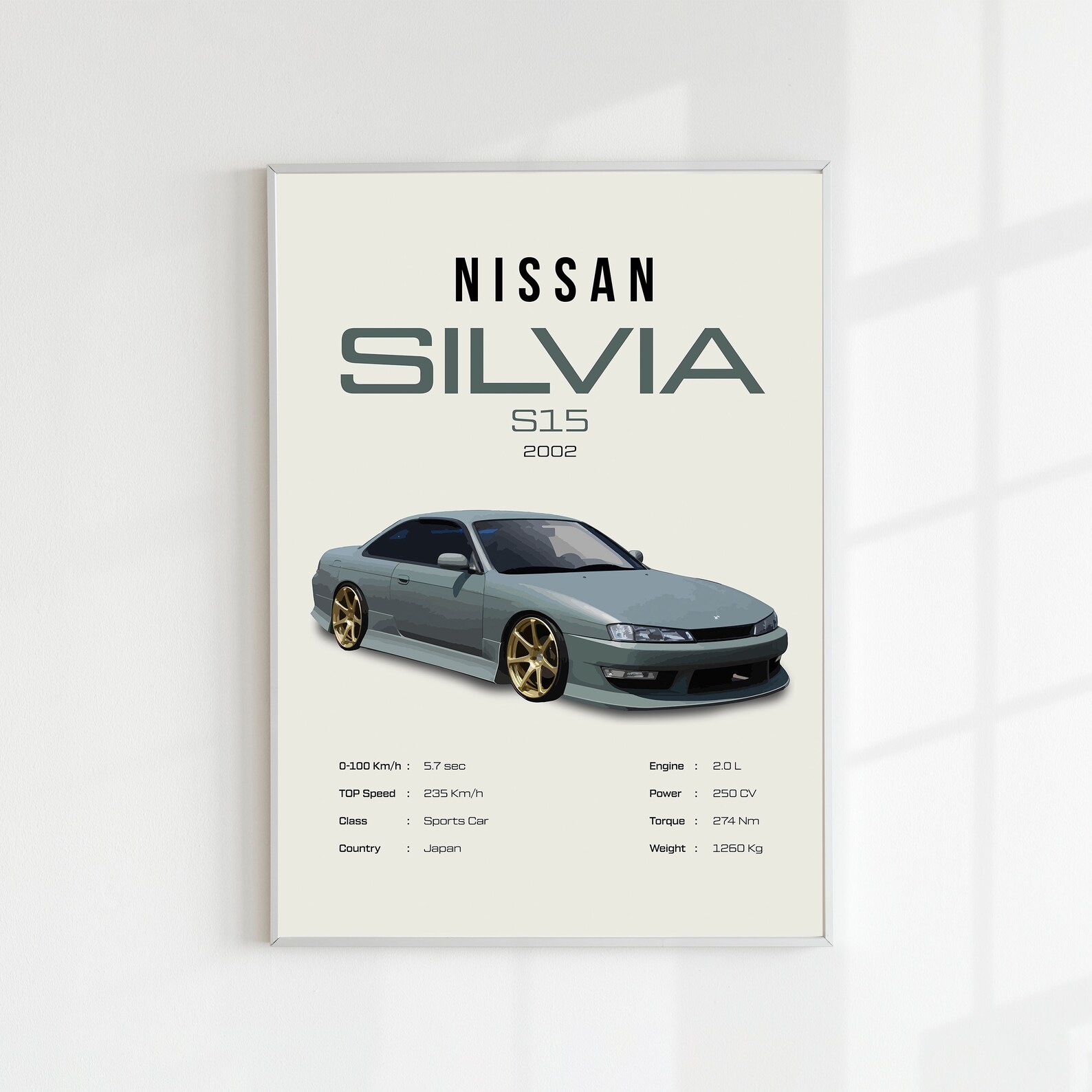 2002 Silvia Nissan Poster Digital Download Wall Art for Kids Boys Room ...