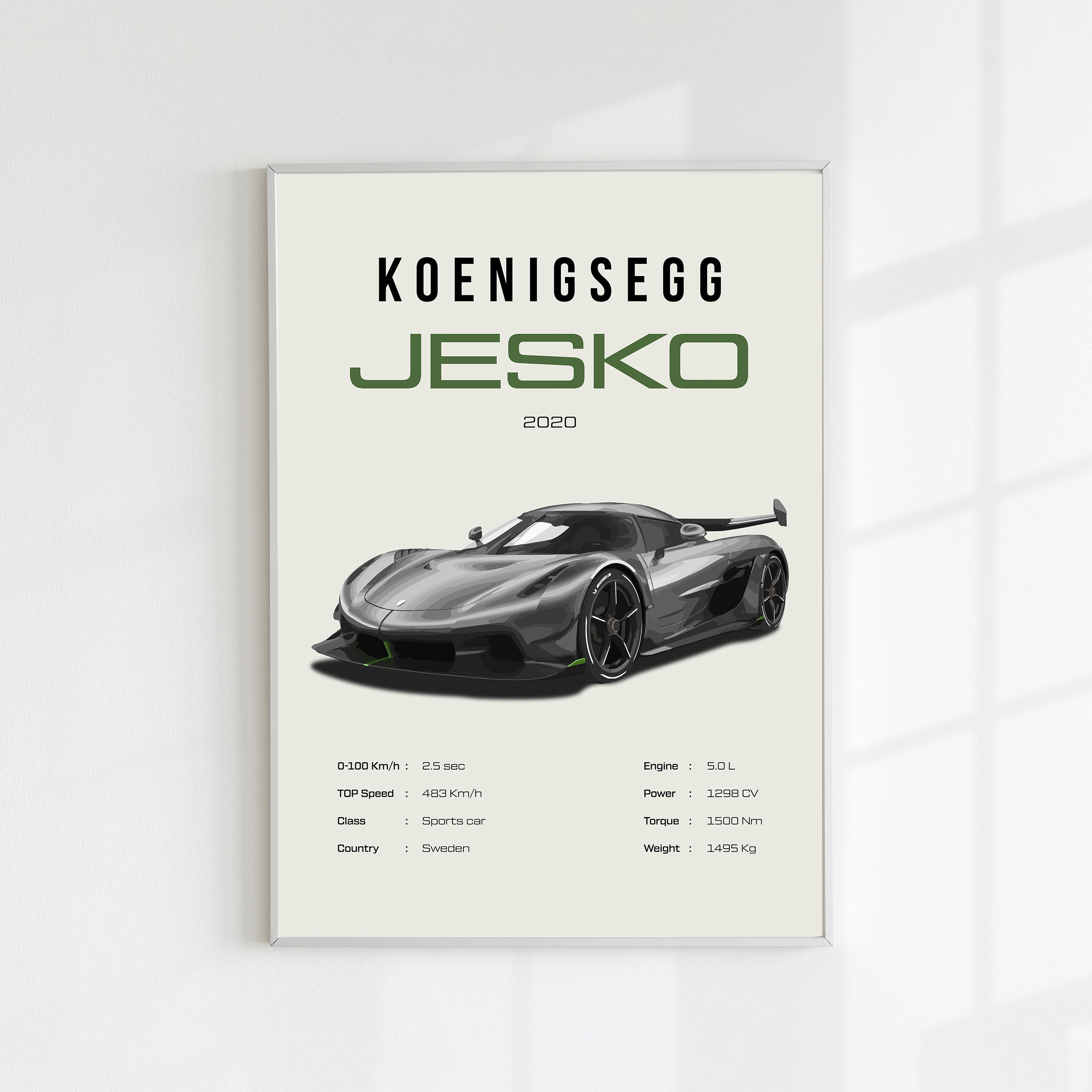 2020 Koenigsegg Jesko Poster Digital Download Wall Art for Kids Boys ...
