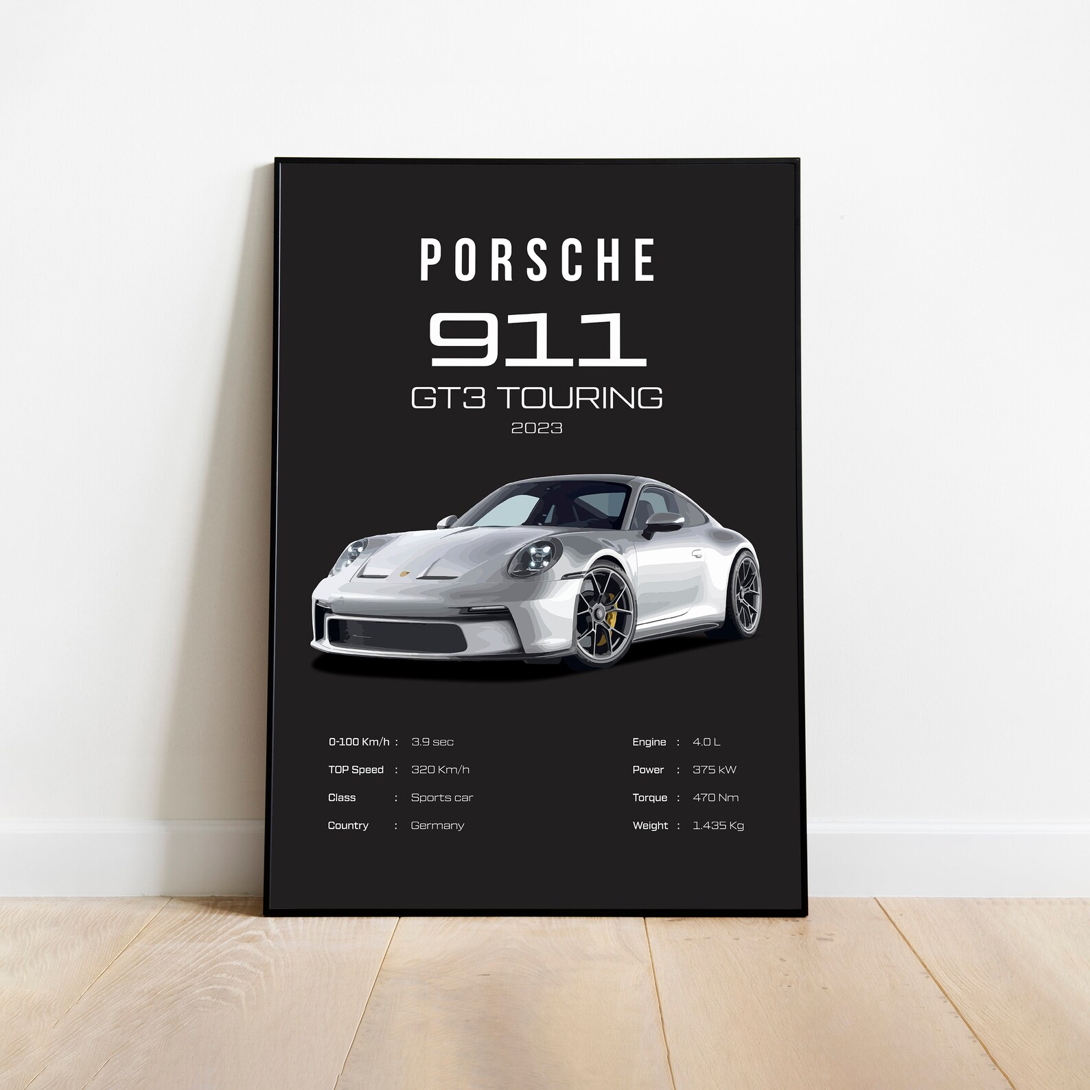 911 Porsche GT3 Touring Poster Digital Download Wall Art for Kids Boys ...