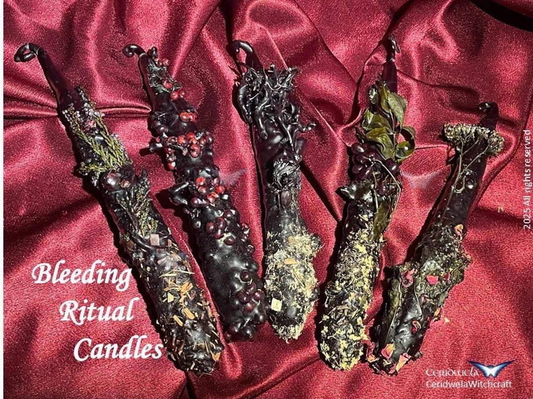 Witch BLEEDING RITUAL Hand Dipped CANDLES, Powerful Altar Tool, Hex ...