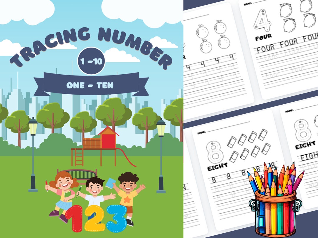 Printable Tracing Number 1-10 for Preschool Kids - Etsy