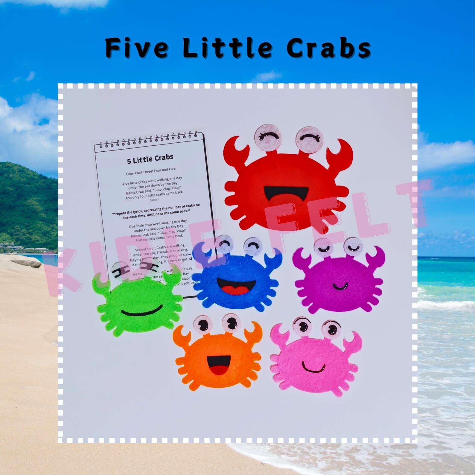 Five Little Crabs – Felt Story Set for Ocean Theme, Counting Rhyme ...