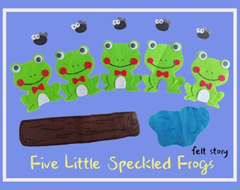 Five Green and Speckled Frogs Children's Felt Story/ Flannel Story for ...