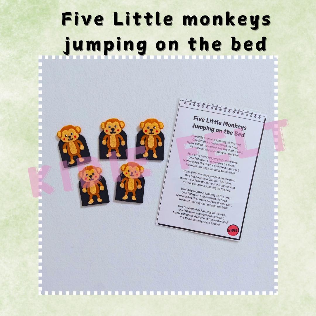 Five Little Monkey Finger Play Set - Etsy