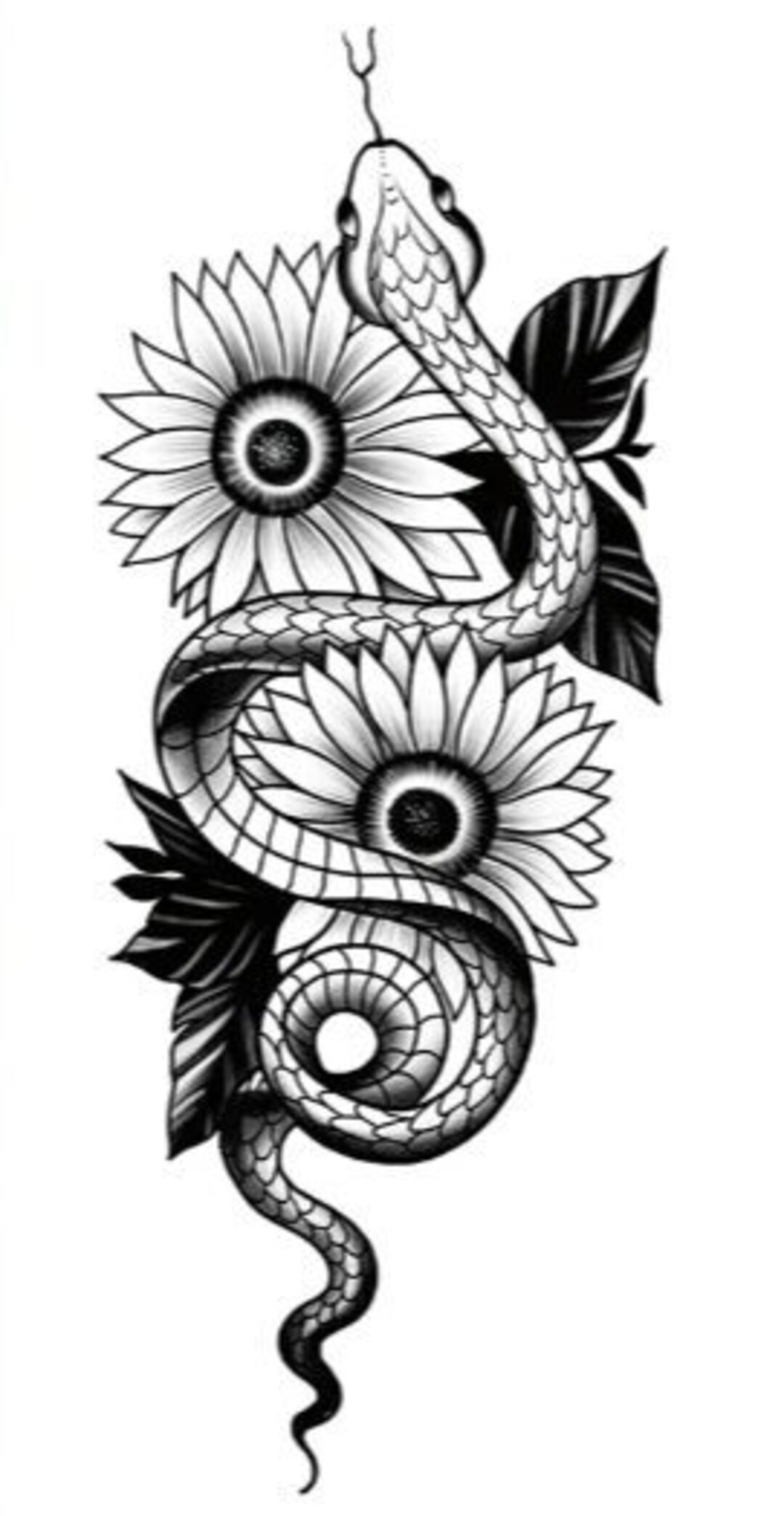 Sunflower Serpent Temporary Tattoo - Etsy