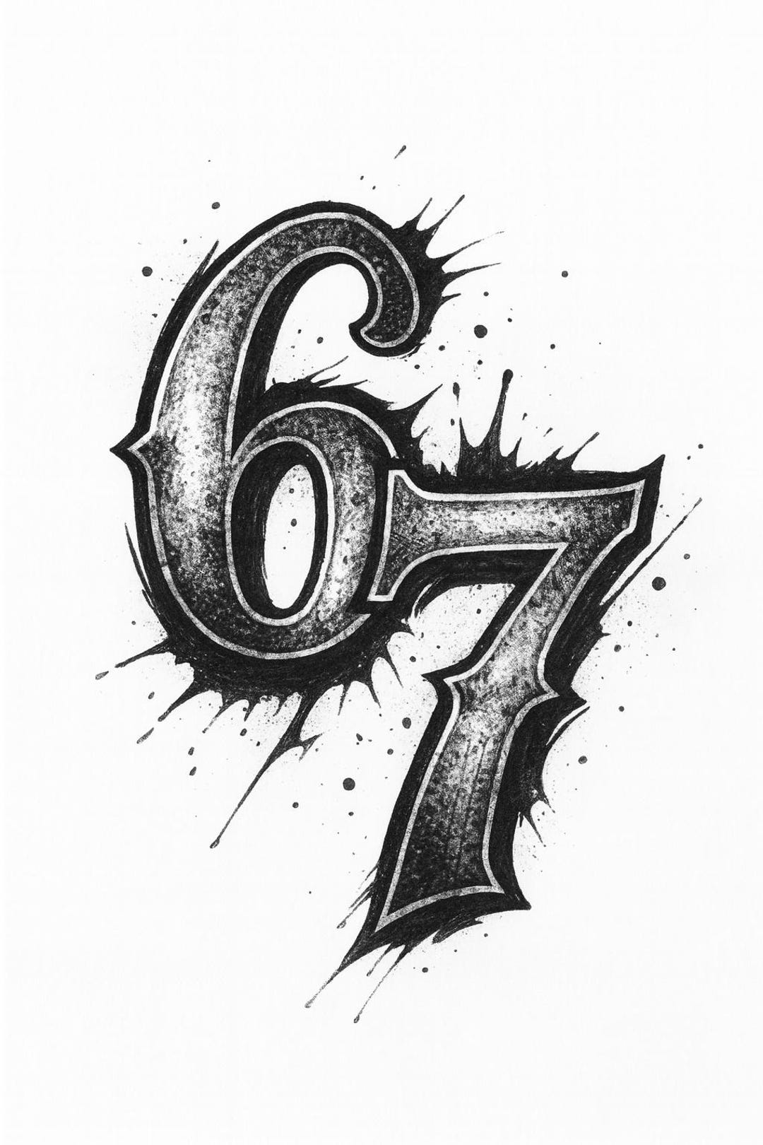 6 7 Temporary Tattoo - Bold Number Tattoo Design | Waterproof ...