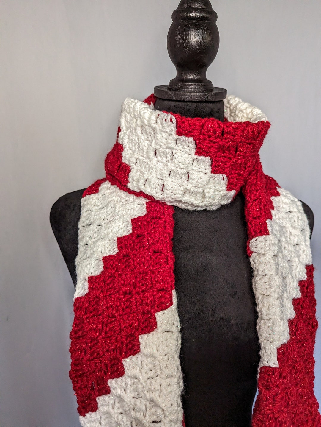 Sparkly Red and White Candycane Scarf, Winter Accessories,warmer ...