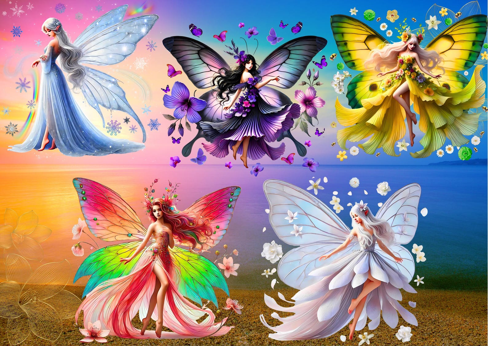 Enchanted Wings: Fairy Sticker Collection 1 - 35-pack Digital Clipart ...