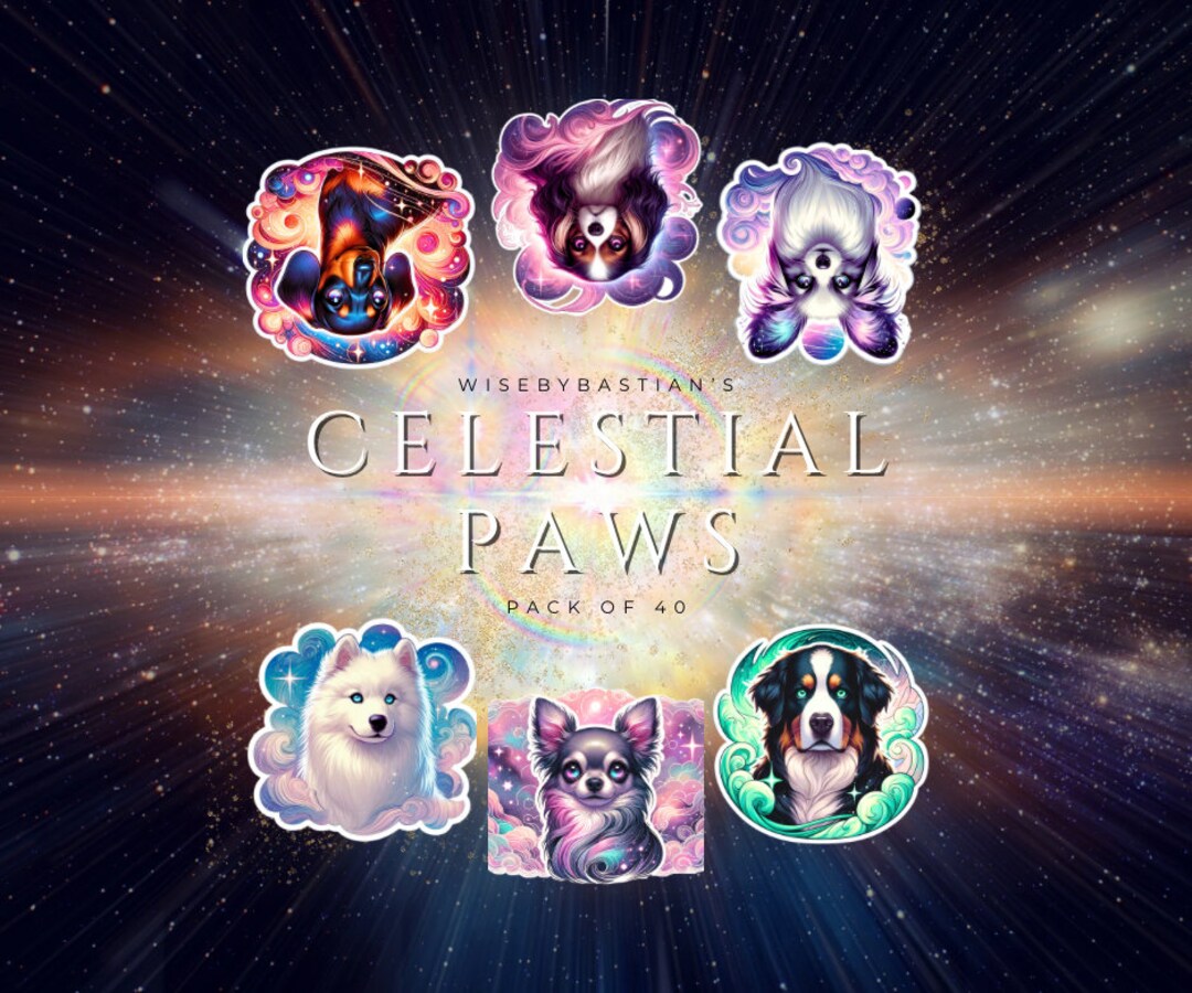 Celestial Paws - Mystical Dogs Digital Clipart 40-pack - Etsy