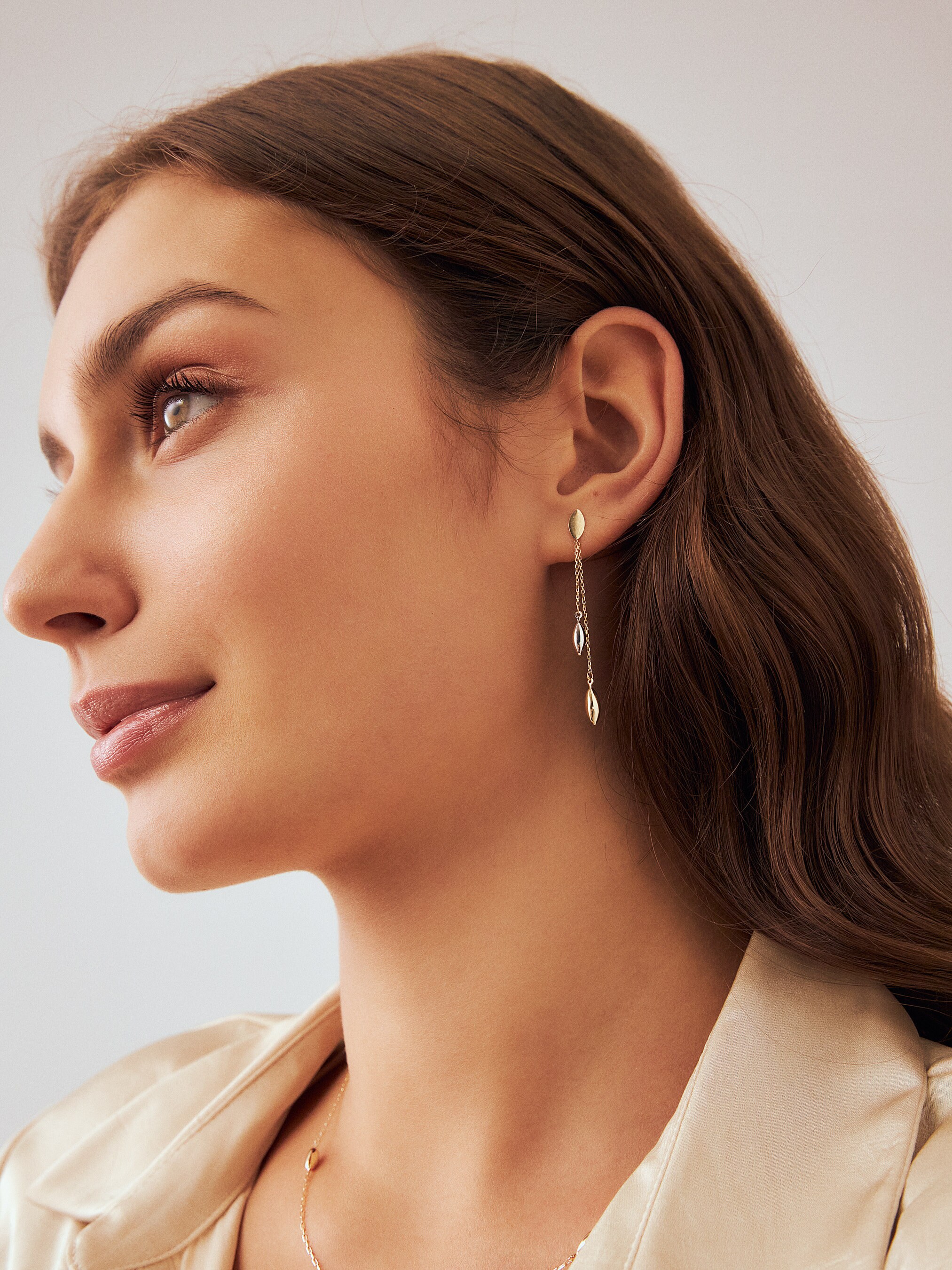 14K Solid Gold Drop Earrings for Women Dainty Dangle Station Earrings ...