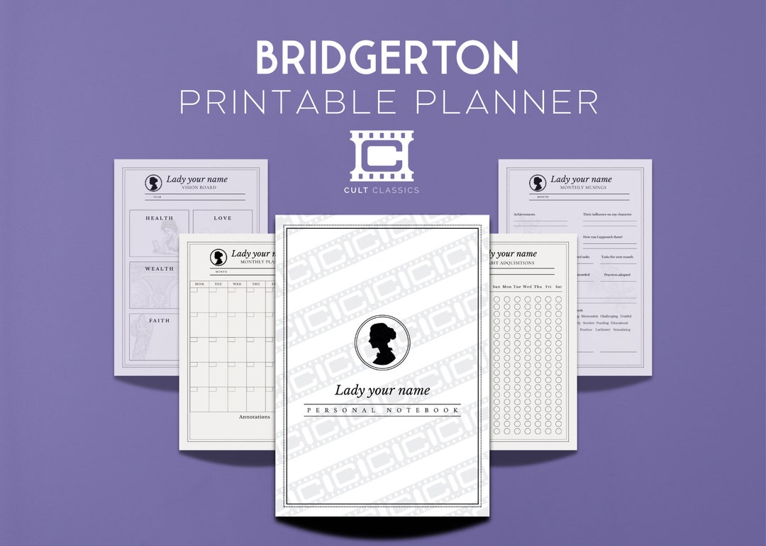 Bridgerton Planner | for Digital and Print | Undated | Yearly, Monthly ...