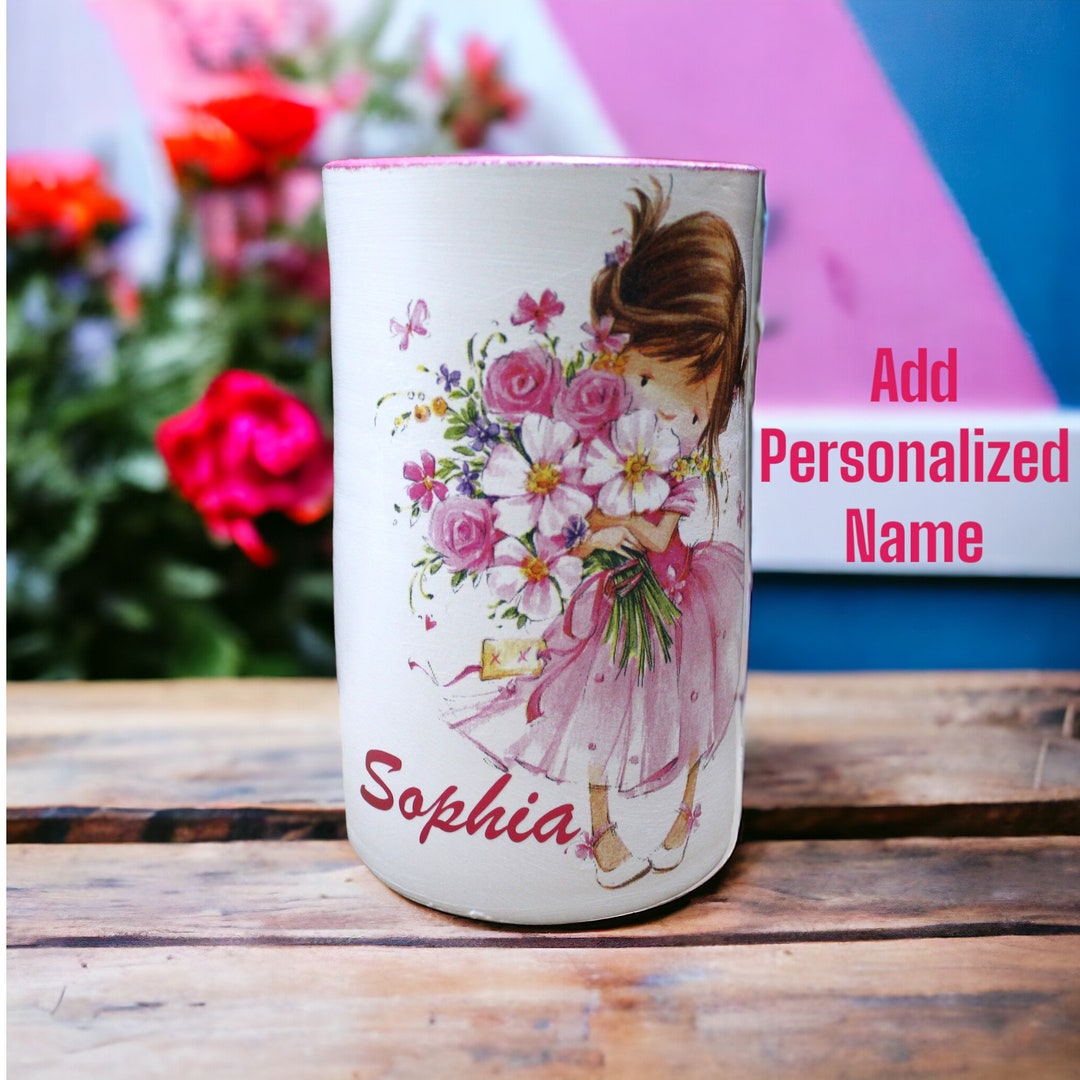 Personalized Vase, Name Vase, Custom Decor, Flower Vases, Girl Vase ...