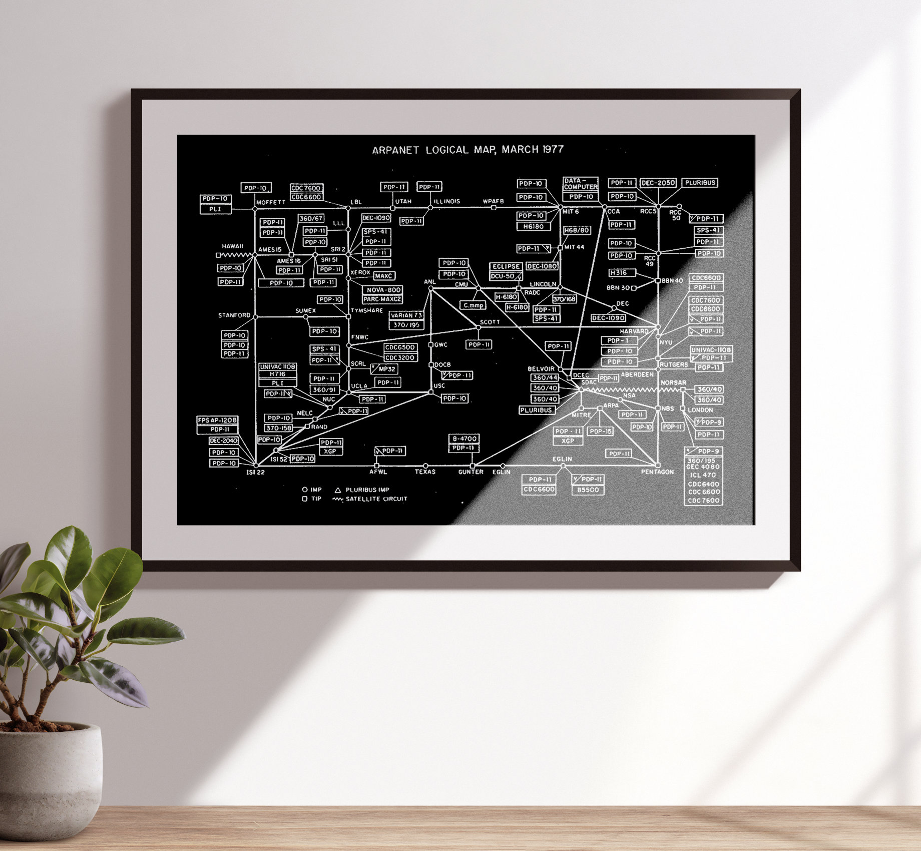 Map of the Whole Internet 1977 ARPANET Digital Download (black and ...
