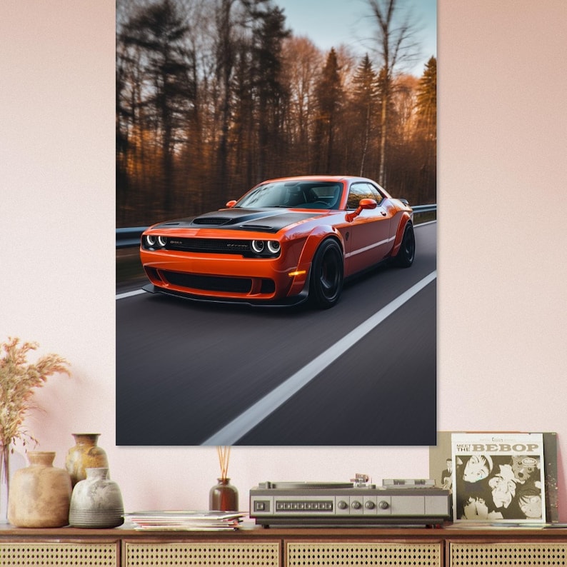 Dodge Challenger Hellcat Poster - Muscle Car Art Print - Auto ...