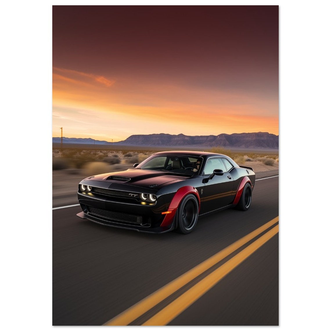 Dodge Challenger Hellcat Art Print Raw Power on Your Wall Muscle Car ...