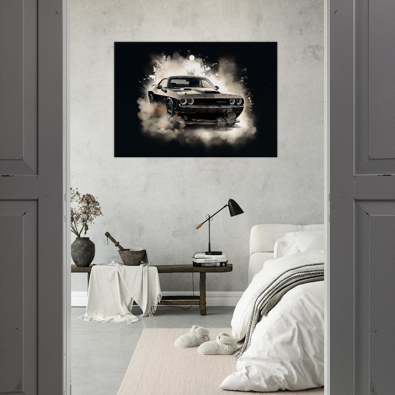 Dodge Challenger Hellcat Poster - Muscle Car Art Print - Man Cave Decor ...