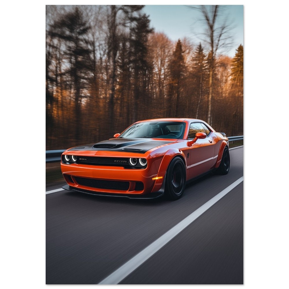 Dodge Challenger Hellcat Poster - Muscle Car Art Print - Auto ...