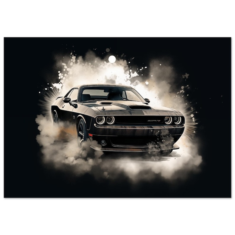 Dodge Challenger Hellcat Poster - Muscle Car Art Print - Man Cave Decor ...