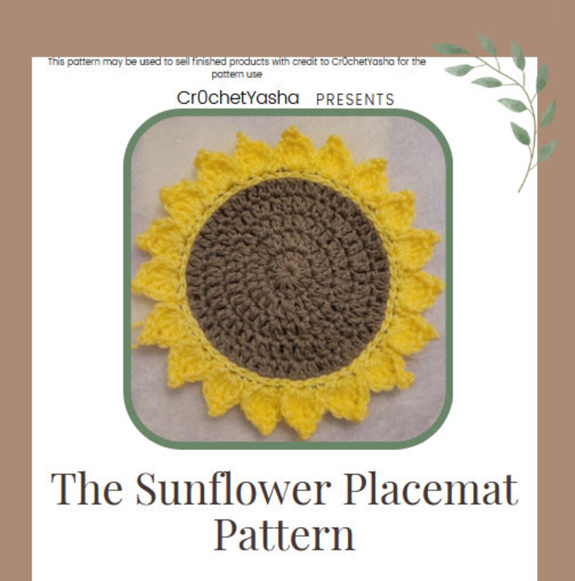 Sunflower Placemat - [crochet PATTERN] Beginner Friendly [PDF File ...