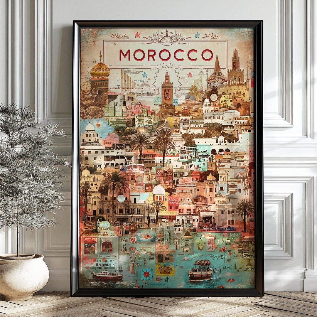 Exquisite Morocco Collage Wall Art Print Vintage Moroccan Architecture ...