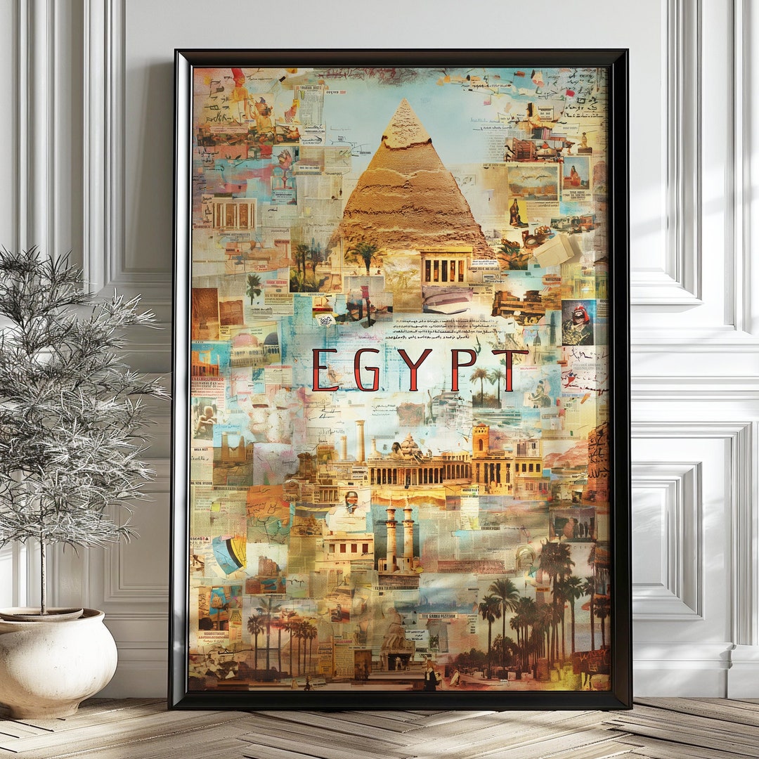 Majestic Egypt Collage Wall Art Print Vintage Egyptian Architecture and ...