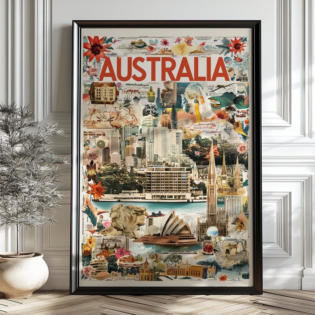 Vibrant Australia Collage Wall Art Print Vintage Australian ...